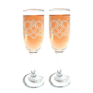 Celtic Love Knot Champagne Flutes Set of Two : Free Personalized Engraving