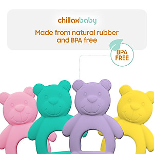 CHILLAX Teether Toys - Soothing Baby Teething Relief Toys, Helps Relieve Gum Pain - Soft, Easy-to-Grip, Non-BPA Silicone Teethers for Babies - Dishwasher-Safe - Shower Gifts for Infants 3+ Months Old