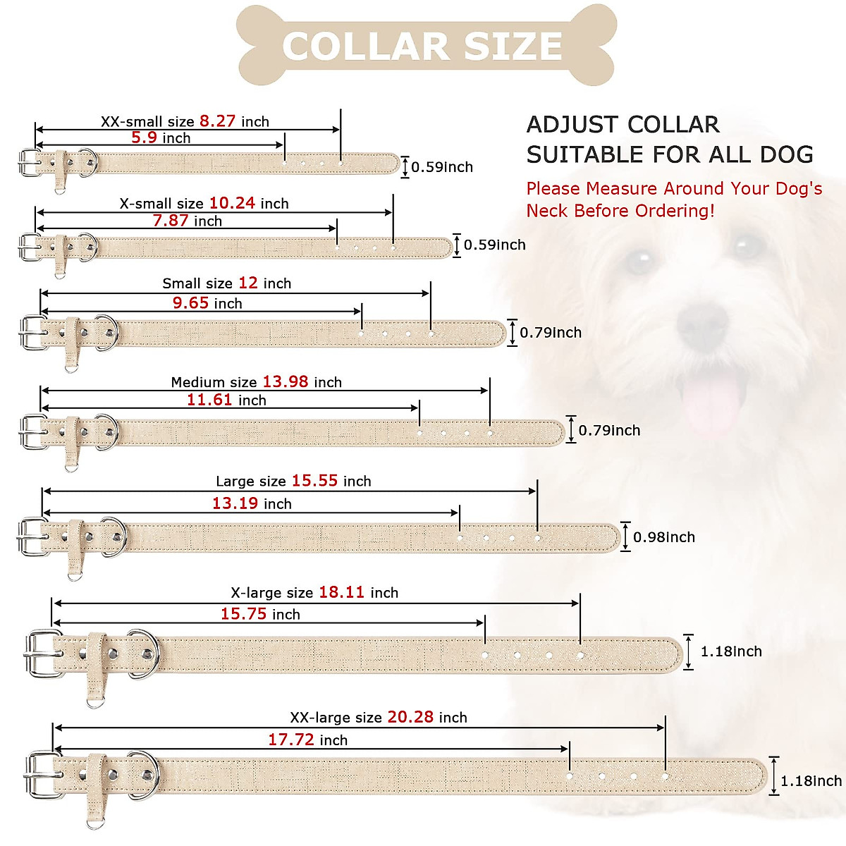 Dog Collar for Small Medium Large Dogs Pet Collars Girl Boy, PU Stamping Leather Plaid Dogs Collar Adjustable Chihuahua Teacup Yorkie Puppy Collar Cats (X-Small (Neck 7-10in), Coffee)