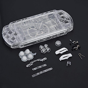 Game Console Shell Replacement Full Housing Console Case Compatible with PSP 3000(Clear)