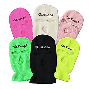 3 Hole Ski Mask Yes Daddy Full Face Balaclava Winter Warmer Outdoor Sports Thermal for Men Women Rose Red
