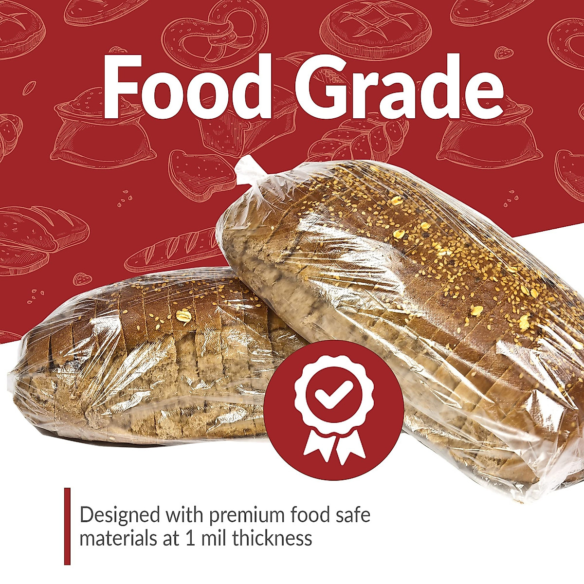 Reli. Bread Bags with Ties | 8 x 4 x 18" | 500 Pack (500 Twist Ties) | Bulk Bread Bags for Homemade Bread | Plastic Bread Bags for Bakery, Bread Storage | Bread Loaf Packing Bags | Clear, Large