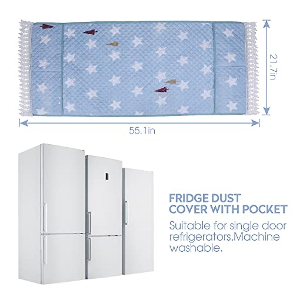 Fridge Dust Proof Cover Wash Machine Top Cover with Storage Bag Organizer (Star)