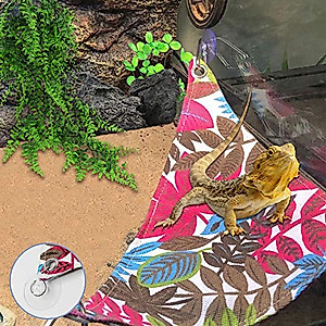 PINVNBY Bearded Dragon Habitat Decor Reptile Hammock Lizard Terrarium Lounger Ladder Accessories Coconut Shell Hut Hideout Cave Natural Seagrass Jungle Climber Tank Decoration for Gecko,Snake(5 Pcs)