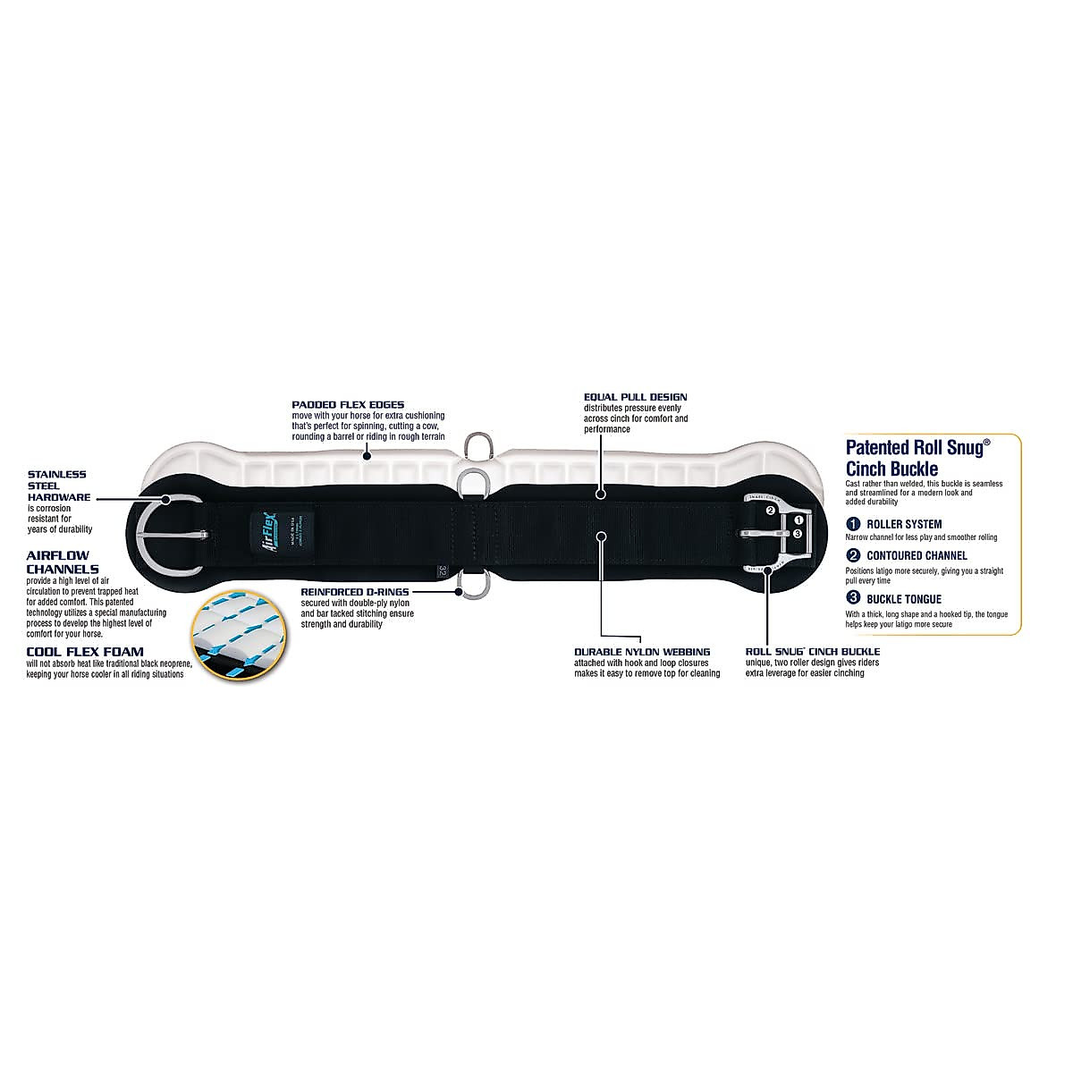 Weaver Leather AirFlex Straight Cinch , Black , 32"