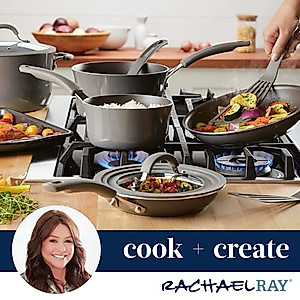 Rachael Ray Cook + Create Nonstick Saucier Pan/Saucepan, 3 Quart, Gray