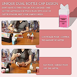 V·COLOKISHI Ultra Fine Glitter, 12 Unique Colors Glitter Set, 42.5g/Bottle, Extra Fine Glitter for Tumbler Slime Epoxy Resin, Body Face Nail Cosmetic Makeup, Painting, Art and Crafts, Total 510g