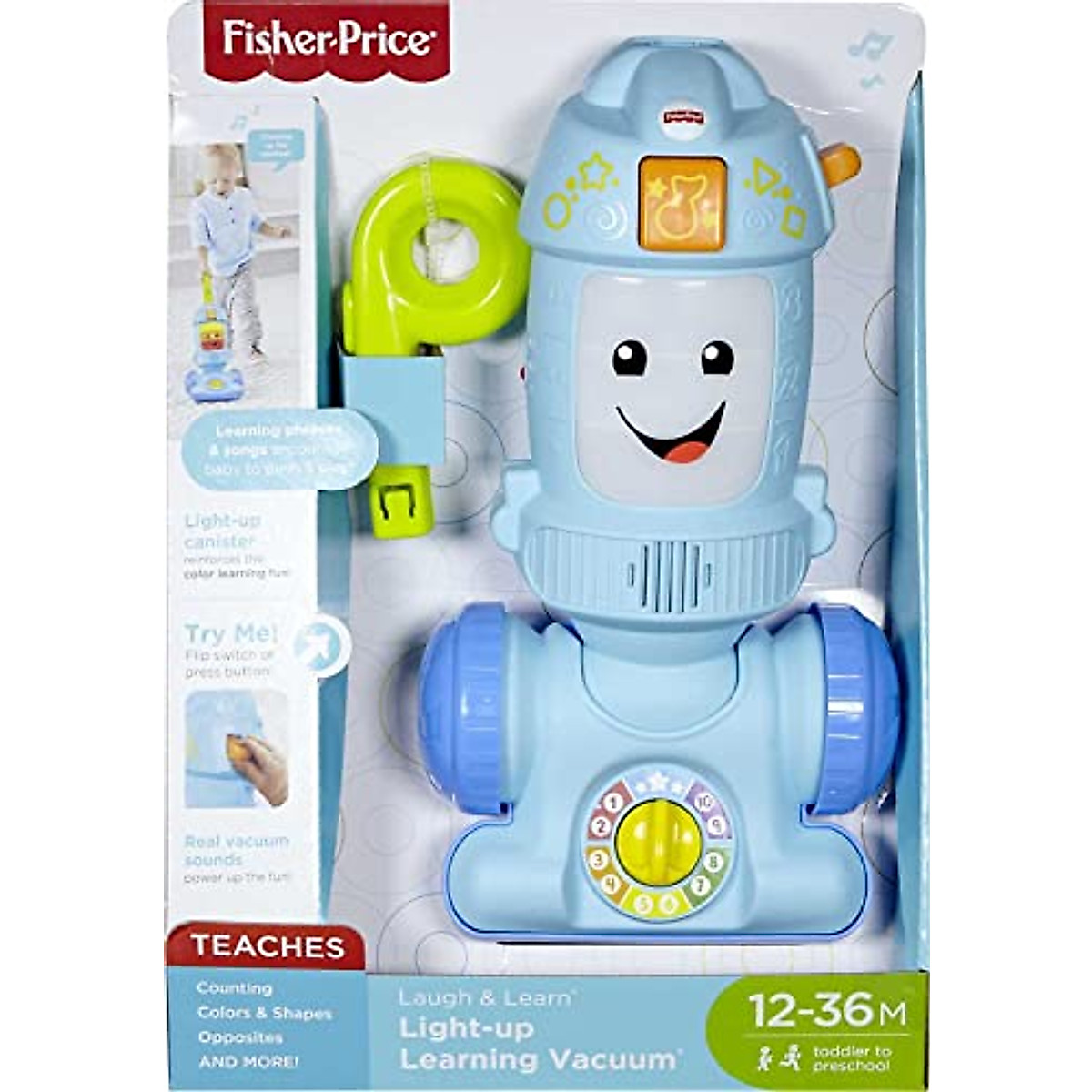 Fisher-Price Laugh & Learn Toddler Toy Light-Up Learning Vacuum Musical Push Along For Pretend Play Ages 1+ Years