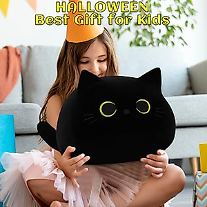 Auspicious beginning Black Cat Plush Toy-19'' Giant Black Cat Stuffed Animal, Black Cat Plushie Kawaii Plushies Cat Plush Pillow, Halloween Black Cat Decor Plush Toys Halloween Plush Gift for Kids