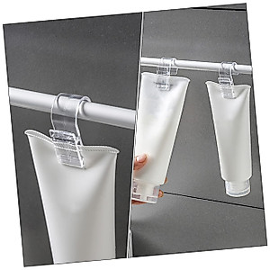 VOSAREA 12pcs Hook Clip Toothpaste Clip Coat Hangers Facial Face Wash Clear Shower Suction Hooks Mirror Holder Clips Bathroom Clear Hanging Clips Multipurpose Storage Hanging Clip