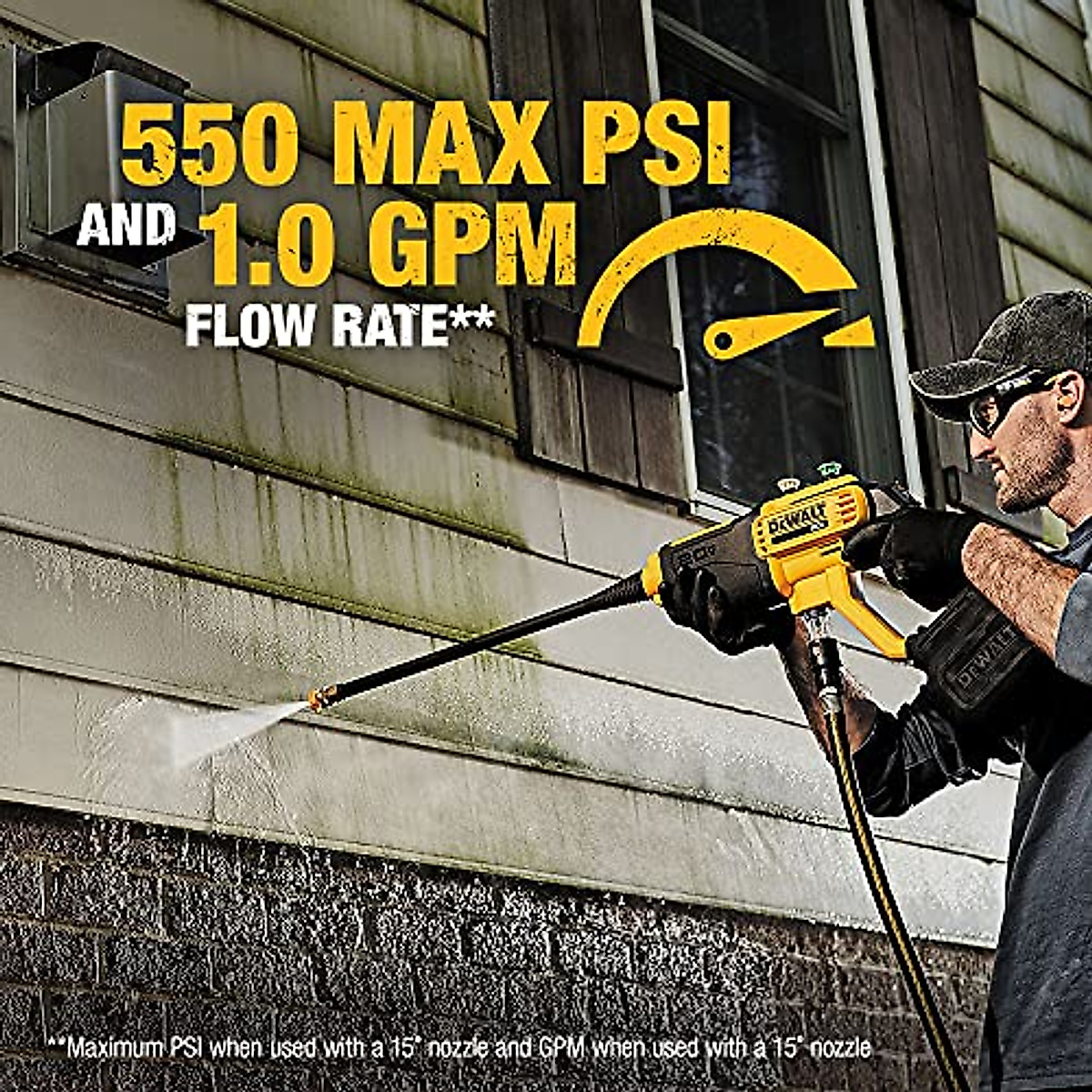 DEWALT Cordless Pressure Washer, Power Cleaner, 550-PSI, 1.0 GPM, Tool Only (DCPW550B)