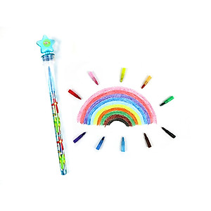 TINYMILLS 24 Pcs Religious Christian 2 in 1 Stackable Stacking Crayon with Extra Stamper Topper, Sunday School Classroom Rewards, Prizes, Christian Toys Sunday School Rewards