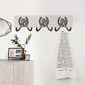 TIHOOD 2PCS 4.5" Horse Head Horseshoe Western Double Cast Iron Wall Hooks, Horse Shoe with Horse