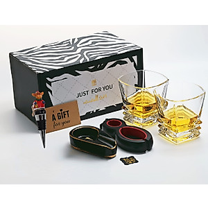 intrestall Whiskey Glasses Gifts For Lovers，Perfect Bar Glassware Set 2 for Women Men Husband Birthday Party Holiday Present,Scotch Bourbon Whiskey Glass Gift Box Set - Best Drinking Gifts