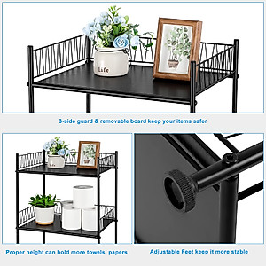 OYEAL Bathroom Shelves Freestanding Bathroom Towel Storage 4 Tier Wire Shelving Unit Bathroom Standing Shelf Floor Organizer for Pantry Kitchen Laundry Room Organization, Black