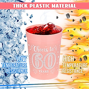 Nuenen 40 Pack 40th 50th 60th 70th Birthday Cups Birthday Stadium Cups Birthday Decorations for Men Birthday Party Favors Rose Gold Party Cups for Birthday Decorations Party Favors, 8 oz (60th)