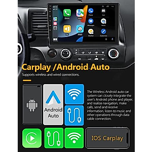 Android 11 for Honda Civic Car Stereo 2006-2011 with Wireless Carplay Android Auto, 10.1 Inch Touch Screen Car Radio Supports GPS Navigation, SWC, WiFi, Hi-Fi Sound System, FM/RDS, Split Screen