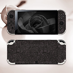 BelugaDesign Rose Switch Skin | Pastel Sticker Wrap Vinyl Decal | Flower Valentine Cute Compatible with Nintendo Switch (Switch OLED, Black)