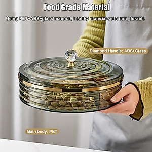 Snack Tray, Divided Serving Tray with Lid, Fruit Trays for Serving for Party, 4 Compartment Round Snack Tray with Lid, for Dried Fruits, Nuts, Candies, Sweet Cookies and Fruits