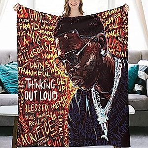 3D DIY American Rapper Young Music Dolph Throw Blanket,Flannel Plush Blanket for Winter Season Couch Bed Sofa Living Room,Anti-Static Air Conditioning Blanket 30"x40"
