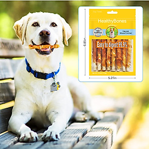 HealthyBones Chicken Breast Wrapped Natural Dog Treats for American English Coonhound and Other Large Hound Dogs, 18 Count