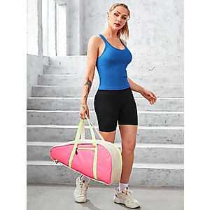 ATTRACO Workout Tops for Women with Built in Sports Bra Yoga Racerback Crop Top Blue S