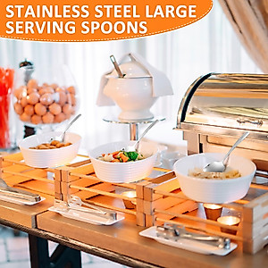 Uiifan 24 Pieces Serving Spoons Bulk 8.3 Inches Party Serving Spoons for Buffet Stainless Steel Serving Spoon Banquet Serving Utensils Spoons for Cooking Catering Food Kitchen, Silver, 8.3 x 2.4''