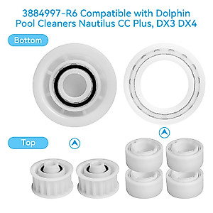 AOIT Guide Wheels Kit 3884997-R6 Compatible with Dolphin Pool Cleaners Nautilus CC Plus, DX3 DX4-4 Idlers & 2 Drive Gears Replacement for Maytronics Robotic Cleaner M200 M400 & Apollo 820 Series
