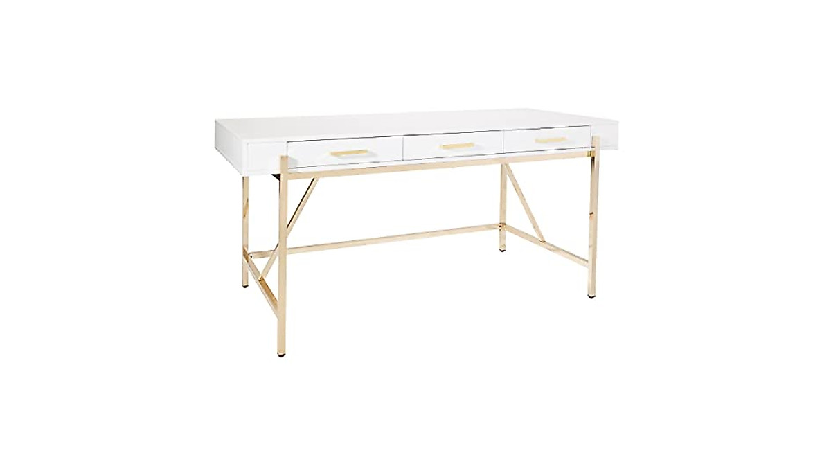 OSP Home Furnishings Broadway Modern Executive Desk with 3 Drawers and ...