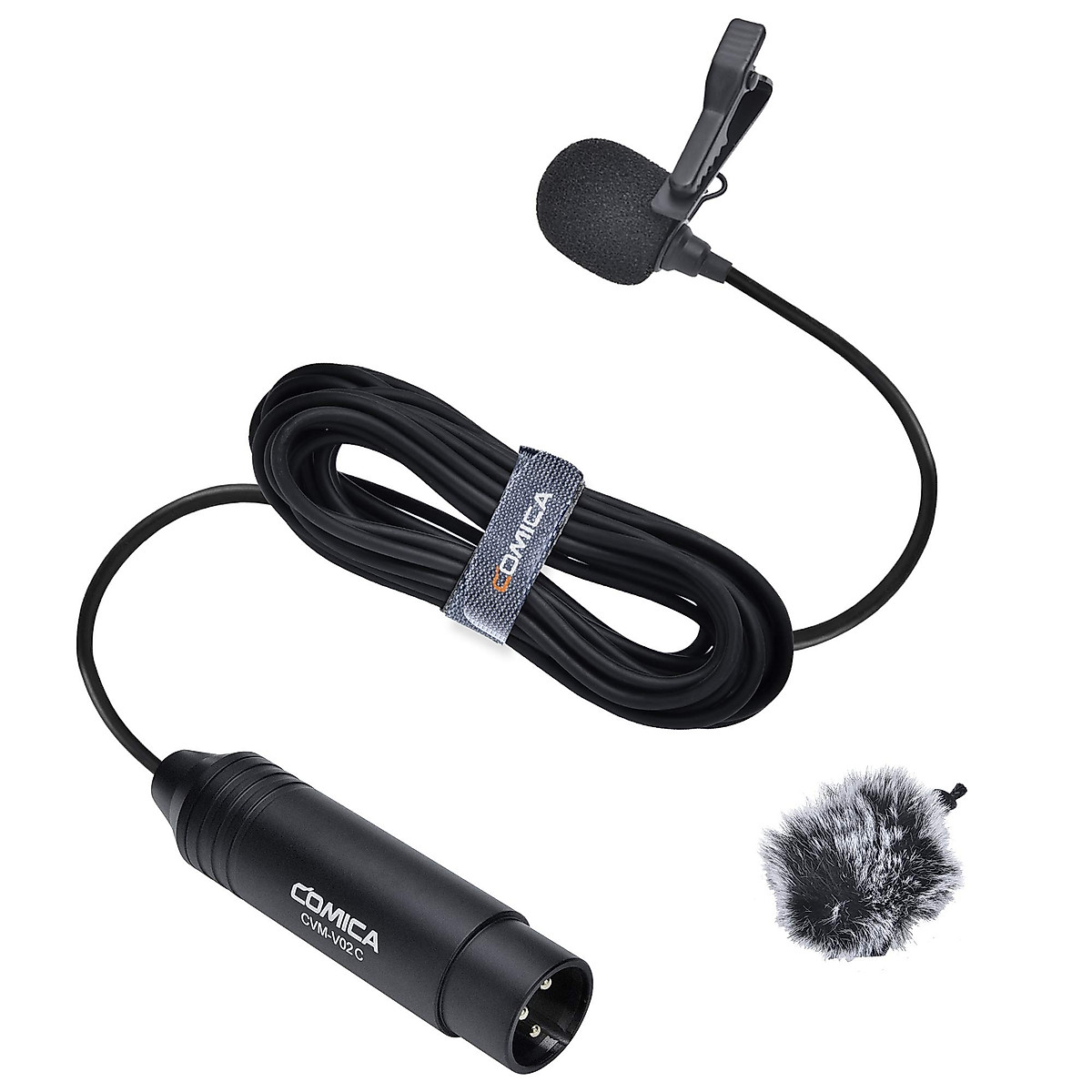 COMICA XLR Microphone CVM-V02C Cardioid XLR Lavalier Lapel Microphone, Microphone for Camera Canon Sony Panasonic Camcorders Zoom H4n H5 H6 Tascam DR-40 DR-100 Recorders (1 Pack)(5.9ft)