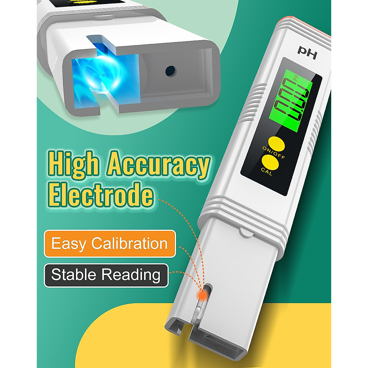 PH Meter for Water, PH Tester 0.01High Accuracy Water Quality Tester with 0-14 PH Measurement Range, PH Meter for Household Drinking, Pool, Aquarium, Aquaculture, Lab, Beer Brewing & Wine