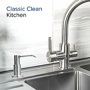 Soap Dispenser for Kitchen Sink with Large 500 ml (17 oz) Bottle, Stainless Steel Kitchen Sink Soap Dispenser Pump - Refill from top, Brushed Nickel Built in Counter soap Dispenser, Rust Resistant