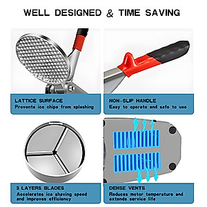 Electric Ice Crushers Machine Shaved Ice Machine Ice Snow Cone Maker Professional Double Blades Stainless Steel Ice Shaver Machine for Home Commercial Use (Blue)