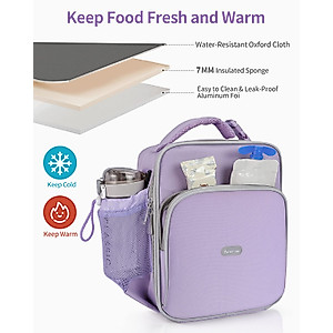 Amersun Kids Lunch Box with 8MM Insulated sponge & Water Bottle Holder, Keep Food Warm Cold School Lunch Bag for Kids Teen Girls Boys,Lunch Tote Bag for Children,LB018-LP