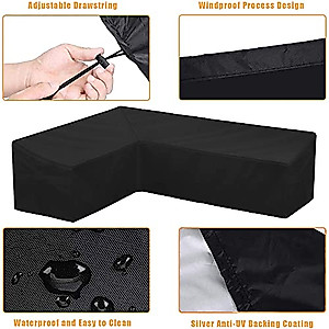 Patio Sectional Sofa Cover, Outdoor L-Shaped Sectional Sofa Covers Rainproof, Garden Corner Settee Furniture Cover Protector Waterproof, Left Facing, 75.6" L/102 L x 39.37" D x 32" H