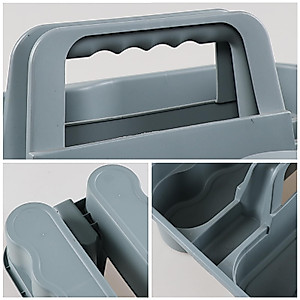 Yarebest 4-Pack Plastic Cleaning Tool Storage Caddy, 2 Compartment Caddy with Handle, Grey