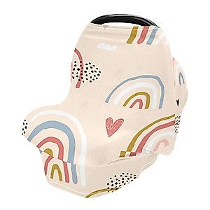 Nursing Cover Breastfeeding Scarf Colorful Rainbows and Hearts - Baby Car Seat Covers, Stroller Cover, Carseat Canopy (0na7c)