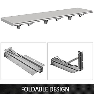 Sidasu 50" L x 12''W Stainless Steel Concession Shelf,Folding Shelf Stainless Steel Food Shelf Stand Serving for Concession Serving Window, Restaurant and Bar