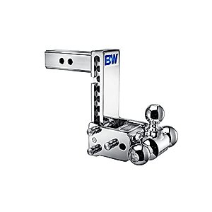 B&W Trailer Hitches Chrome Tow & Stow Adjustable Trailer Hitch Ball Mount - Fits 2" Receiver, Tri-Ball (1-7/8" x 2" x 2-5/16"), 7" Drop, 10,000 GTW - TS10049C