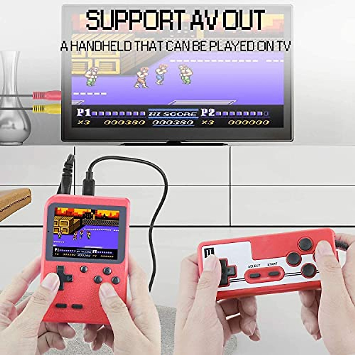 Handheld Game Console, Retro Portable Video Game Console for Children with 400 Classical FC Games 3.0-Inch Screen 1020mAh Rechargeable Battery Support for TV Connection Easter Day Gifts (Red)