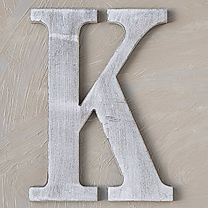 The Lucky Clover Trading K Wood Block, 14" L, Charcoal Grey Wall Letter, Gray
