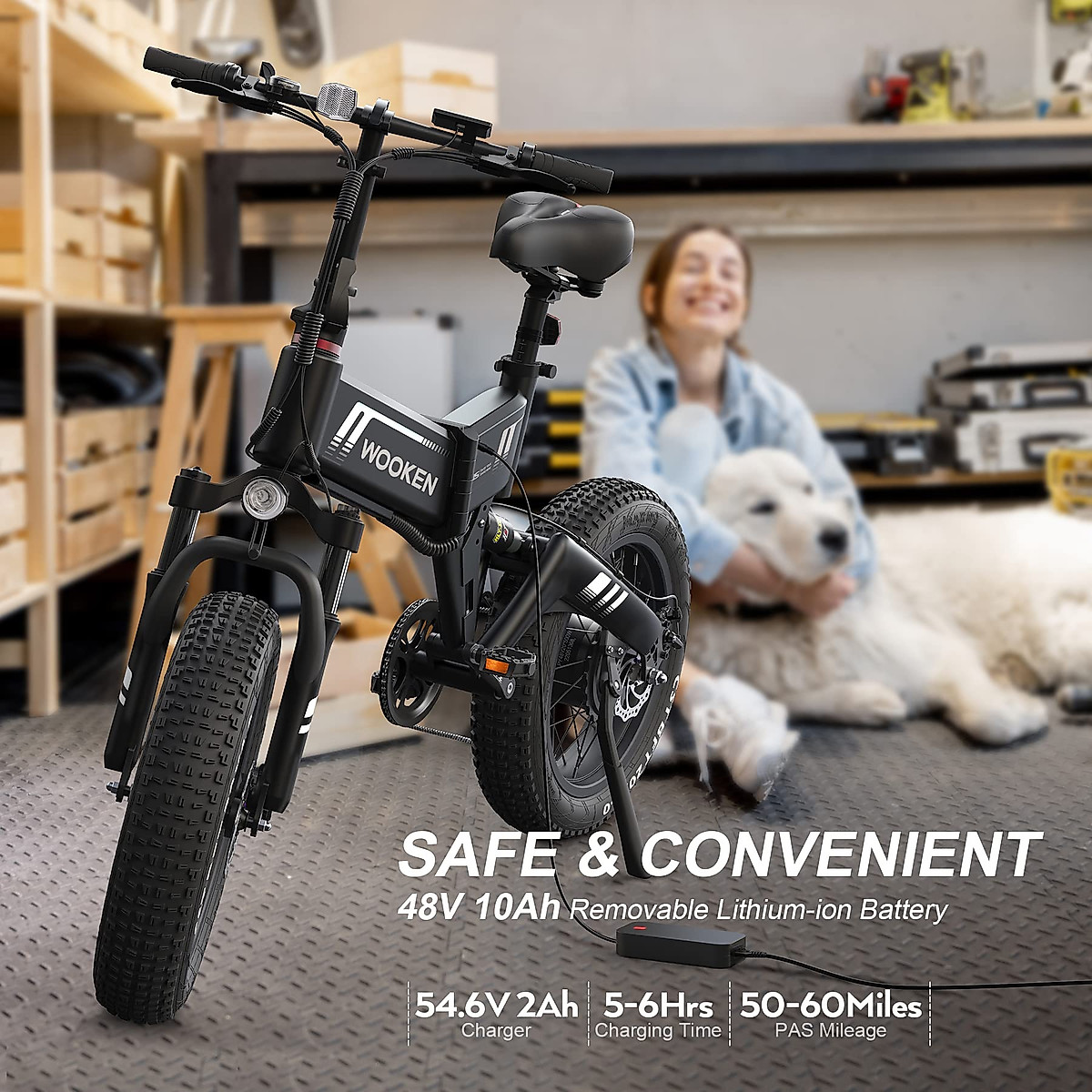 TotGuard Electric Bike, 20" Electric Bike for Adults 500W Brushless Motor (Peak 750W), 20MPH Fat Tire Ebike, Foldable Adult Electric Bicycles with 48V 10Ah Removable Battery, 7-Speed