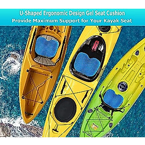 Kayak Gel Seat Cushion(Super Large & Thick), Anti Slip Waterproof Kayak Seat Pad for Ocean Kayak, Pedal Kayak, Canoe and Boat, Gel Kayak Cushion Soft & Breathable, Kayak Accessories for Fishing Kayak