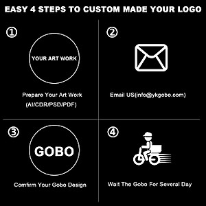 YKGOBO LED Logo GOBO Projector with Manual Zoom DJ Effect Light Including Free Custom Glass GOBO to Project Image for Hotel Company Store Wedding Advertising Indoor Use (Black)