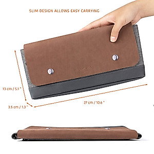 Comfyable Carrying Case Fit for Nintendo Switch with 6 Game Slots, Portable Travel Pouch Protective Waterproof Cover with Pocket for Accessories, Dark Gray & Brown