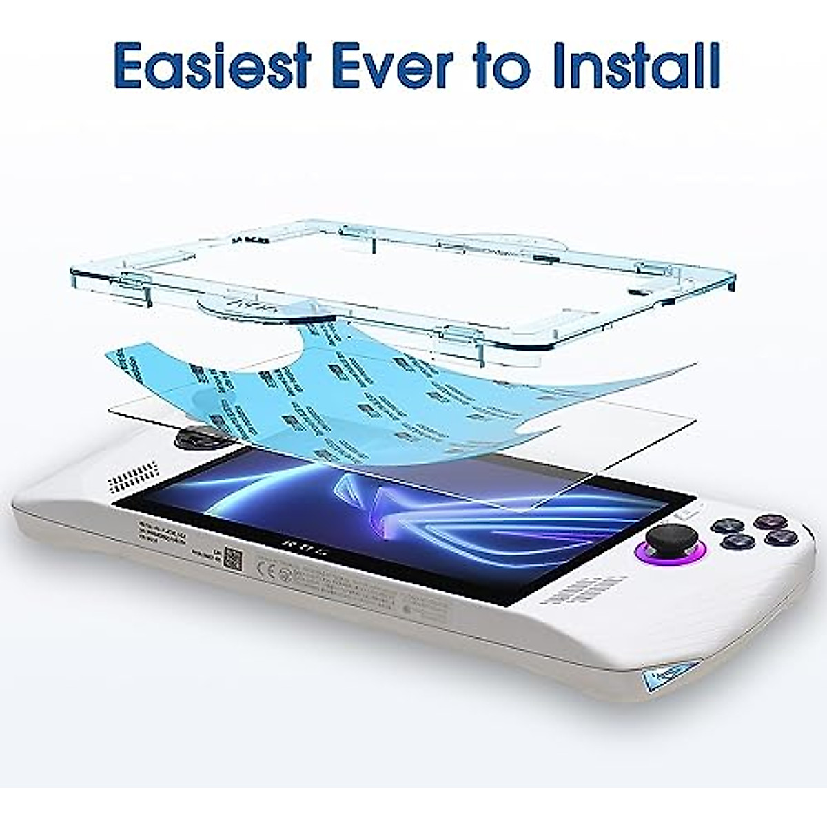 amFilm OneTouch Screen Protector Designed for ASUS ROG Ally Handheld 7 inch 2023 - with Auto Alignment Kit, Bubble Free, Tempered Glass, 2 Pack