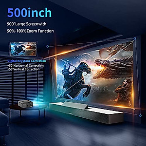Outdoor Projector with Wifi and Bluetooth.XINDA 980ANSI Home Movie Projector 4K Support Full-Sealed Engine,Software Updated,Native 1080P,4D/4P Keystone,500"Display,Wireless Caste/HDMI/USB/TV Stick/PPT