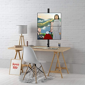 suptek Dual LED LCD Monitor Stand up Desk Mount for 2 / Two Screens up to 27 inch Extra Tall 31.5" Pole Heavy Duty Fully Adjustable Stand Vertical Array (MD6802)