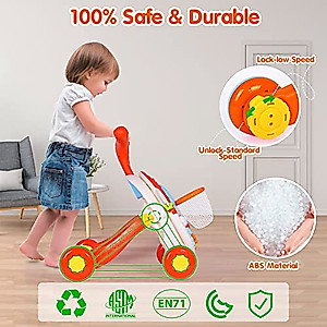 2-in-1 Baby Walker for Girls Boys, Sit to Stand Learning Walker and Activity Center Table, Educational Baby Push Walker, Musical Infant Toys for 1 Year Old Kids Birthday Gift for 6 9 12 18 24 Months
