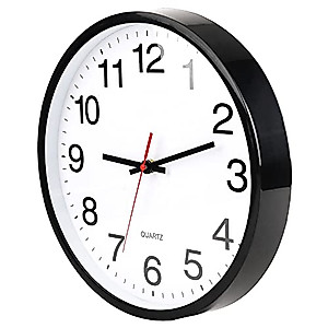 OceeK Black Wall Clock Silent Non-Ticking 10 Inch Non-Ticking Wall Clock 10 Inch Silent Quartz Modern Wall Clocks 10” Battery Operated Modern Simple Style Decorative for Home Office School Wall Clock